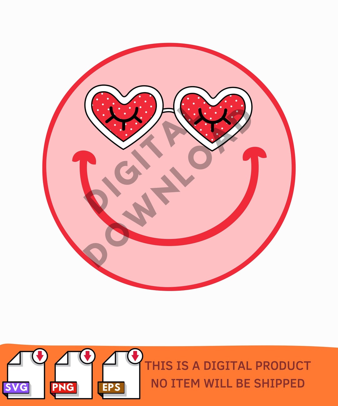 Preppy Smiley Face SVG Digital Download Valentine's Day Sublimation for ...