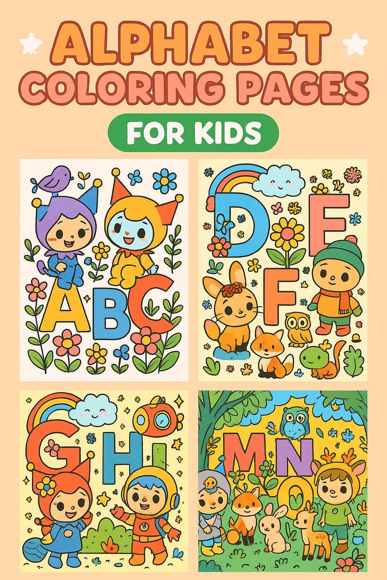 20 Kawaii Coloring Pages Bundle, Cute Printable Coloring Sheets for ...