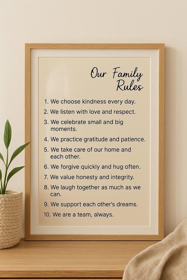 Family Rules Wall Art Printable – Our Family Rules Poster, Digital ...