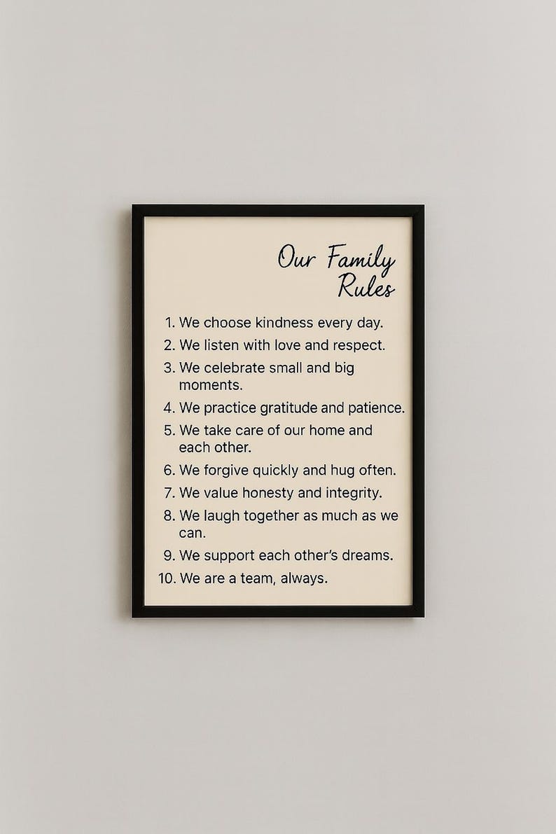 Family Rules Wall Art Printable – Our Family Rules Poster, Digital ...