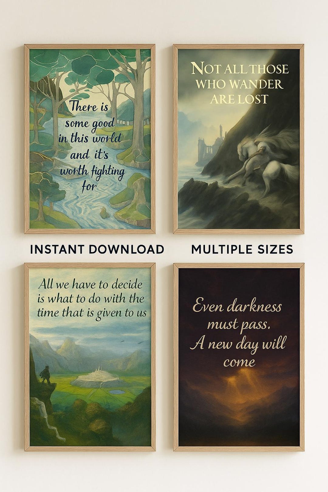 Fantasy Landscape Wall Art | Quote Poster Bundle Inspired by Middle ...