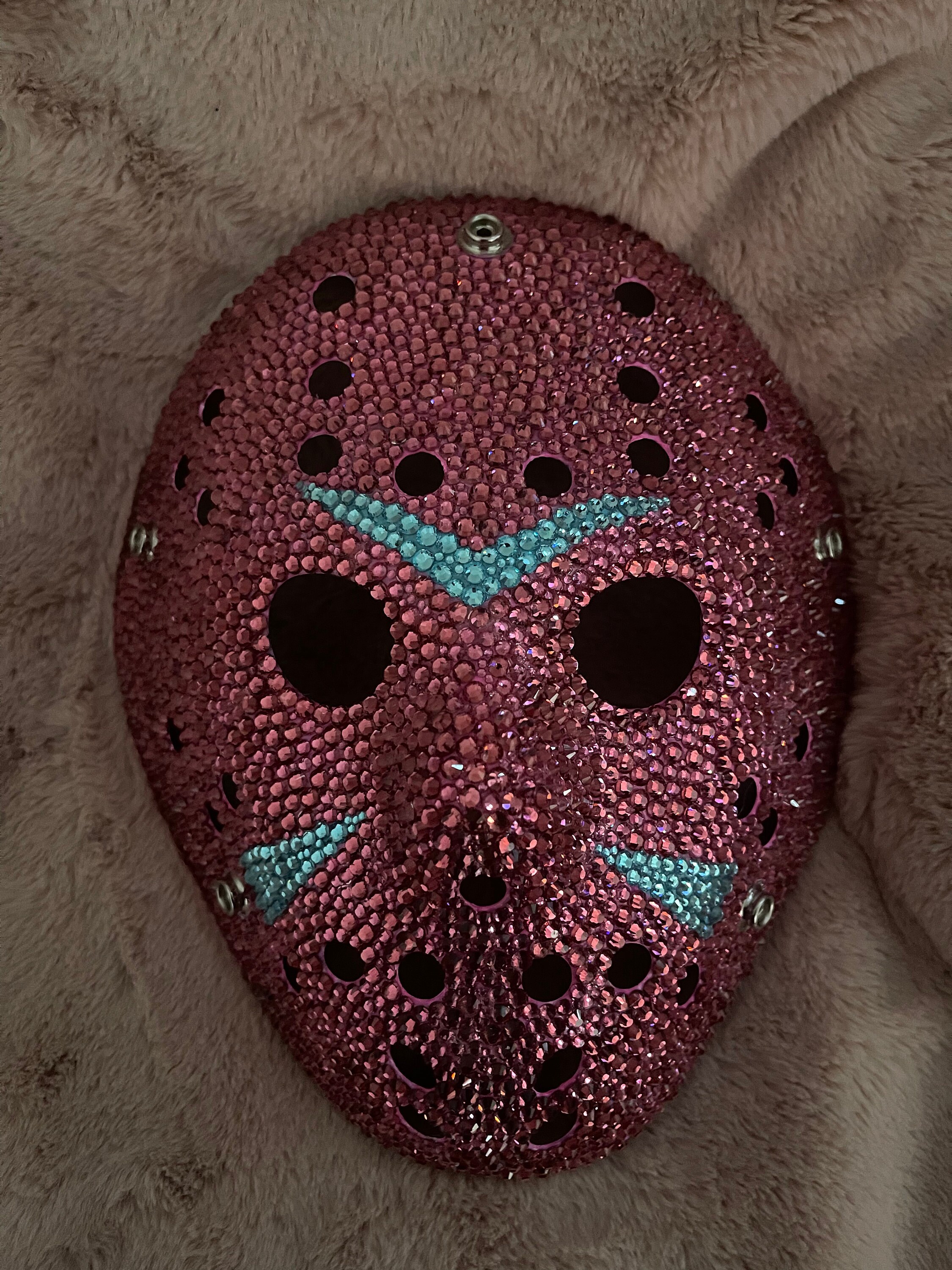 Bling Jason Mask Hot Pink and Aquamarine. READY TO SHIP - Etsy