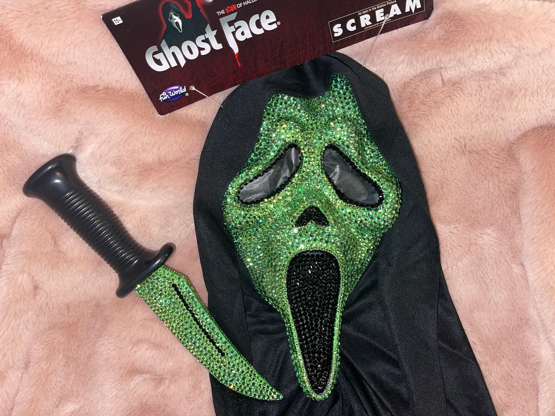 SCREAM - STAB INSPIRED Green Ghostface Bling Mask and Prop Knife Set ...