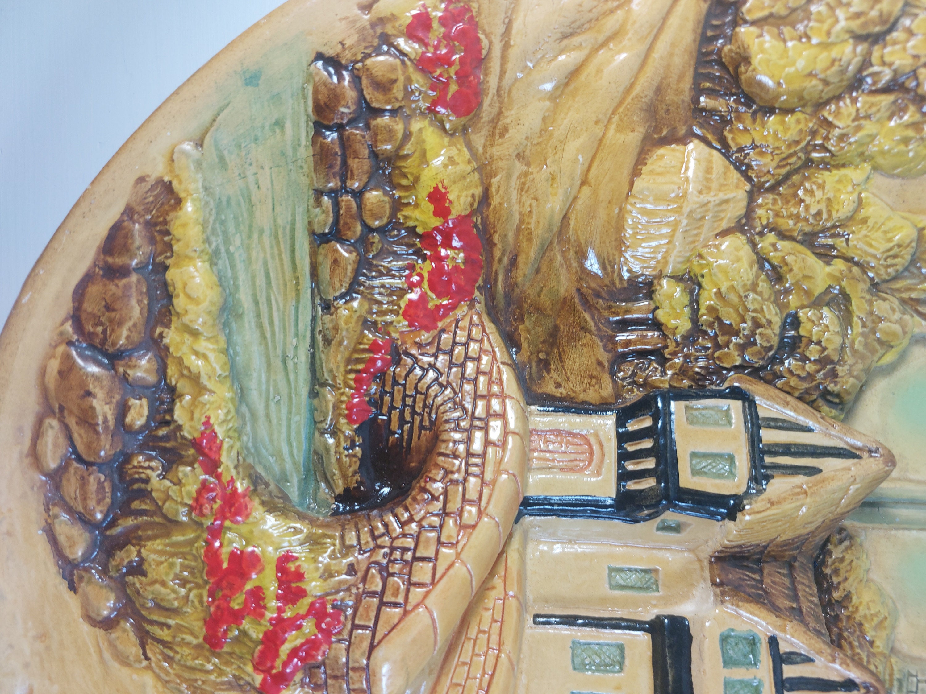 Very Large Vintage Chalkware Plate Vintage 3-D Chalkware Vintage ...