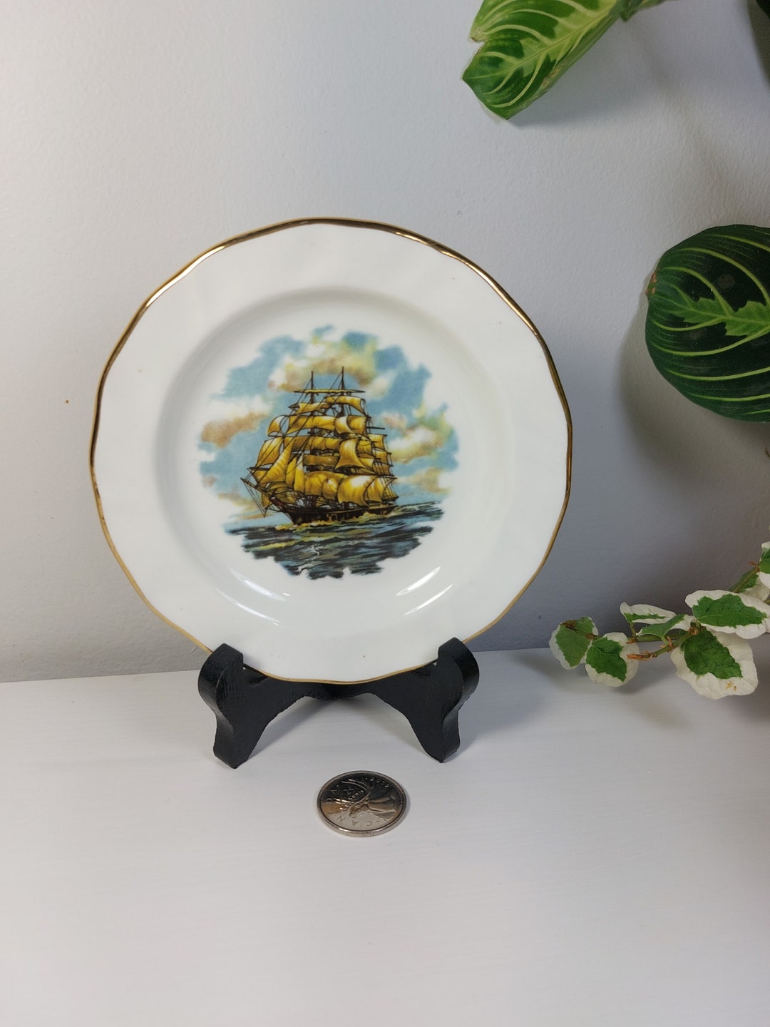 Vintage Sailing Ship Plate Jason Works Nanrich Pottery Fine Bone China ...