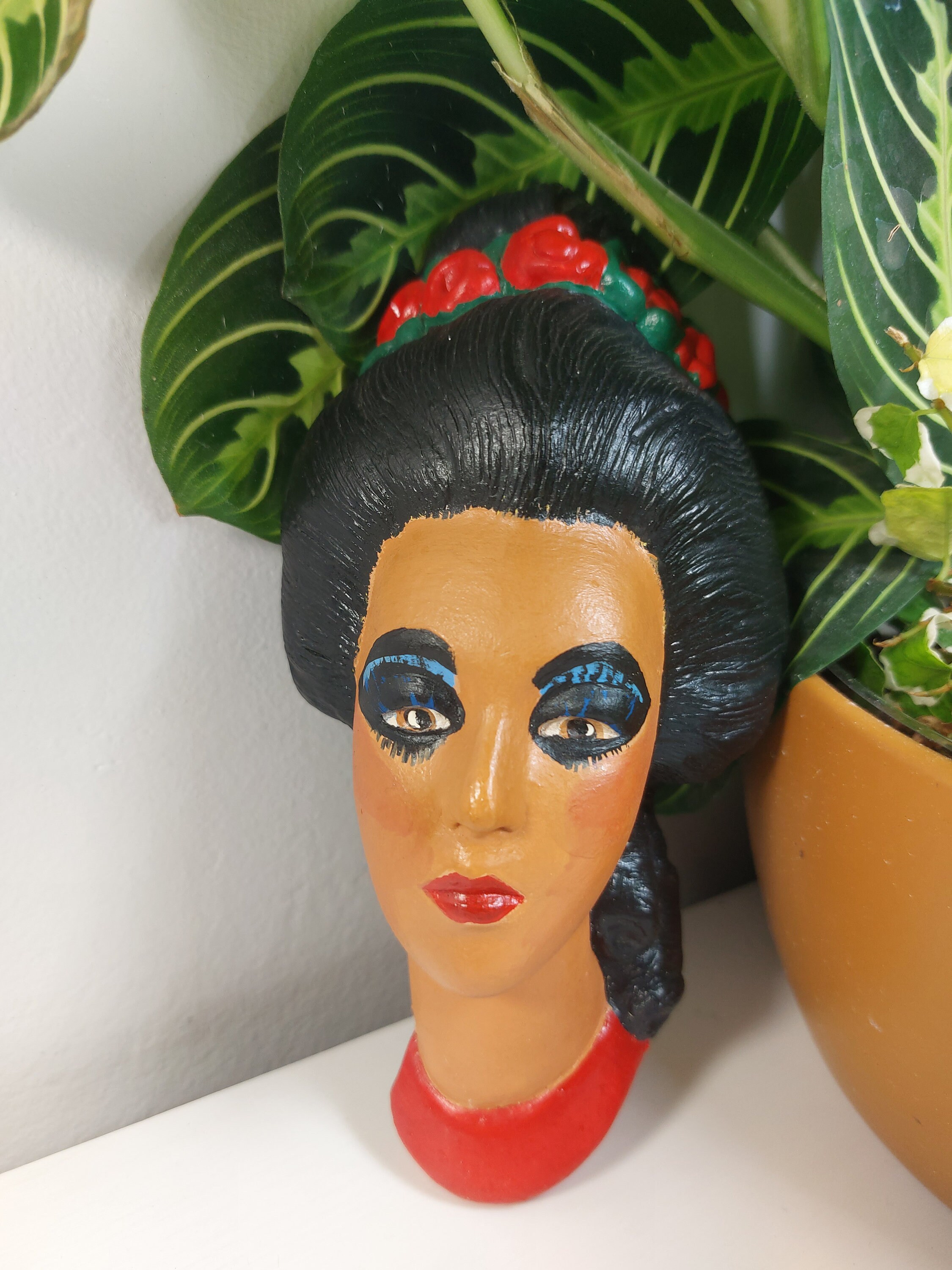 Vintage Chalkware Woman Head Chalkware Girl Bust Wall Head Chalkware ...