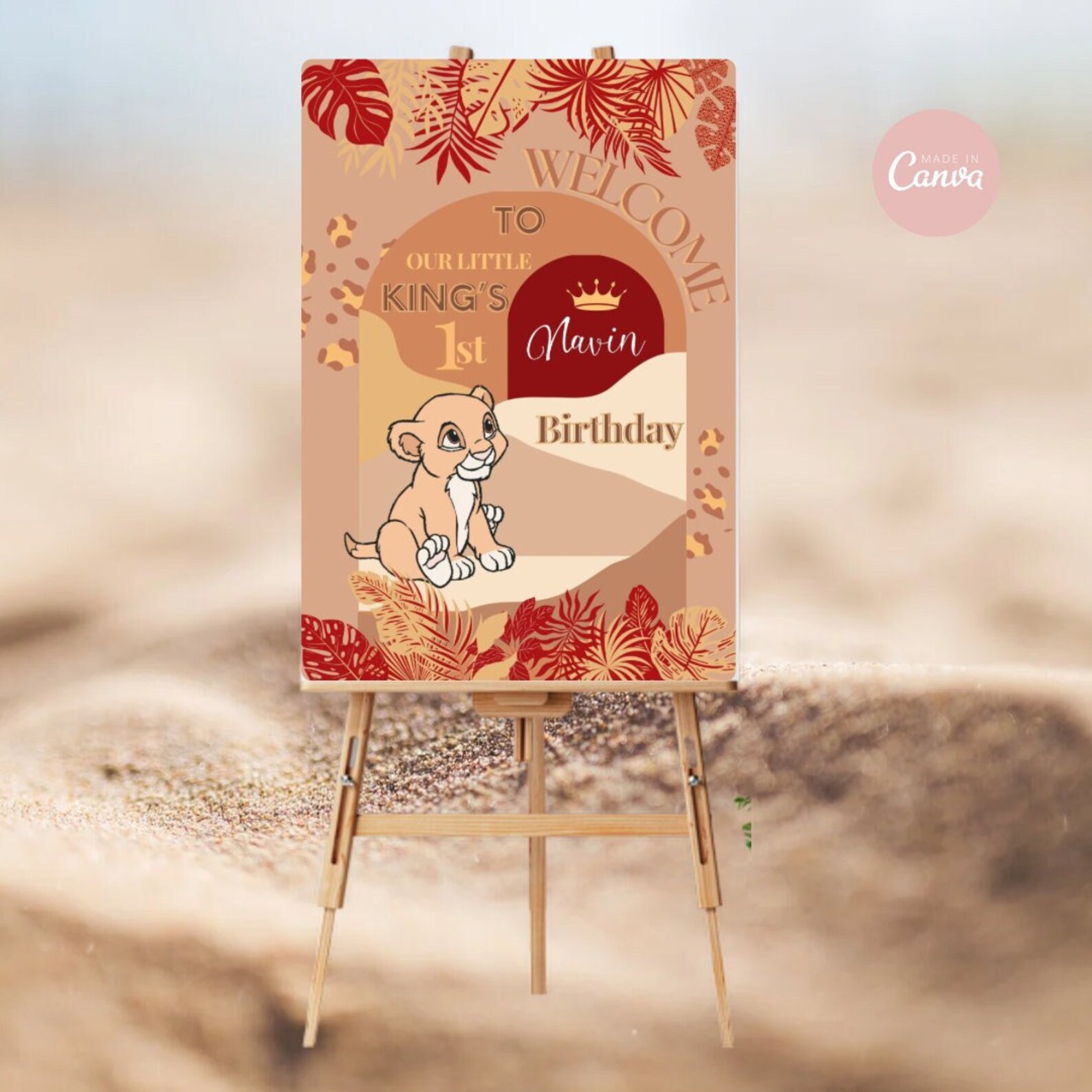 Editable Lion King Welcome Sign, Simba Birthday Sign, Safari 1st ...