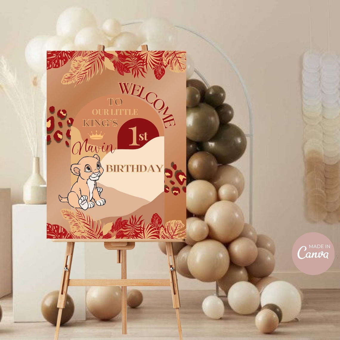Lion King 1st Birthday Welcome Sign: Simba Theme (digital Download) - Etsy