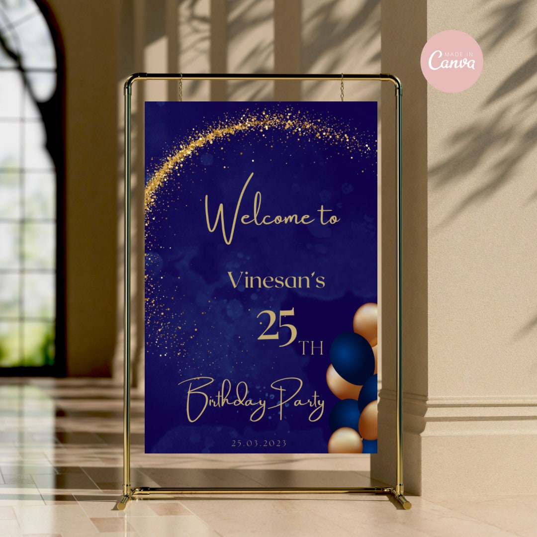 Editable 25th Birthday Welcome Sign, Milestone Celebration, Signage ...