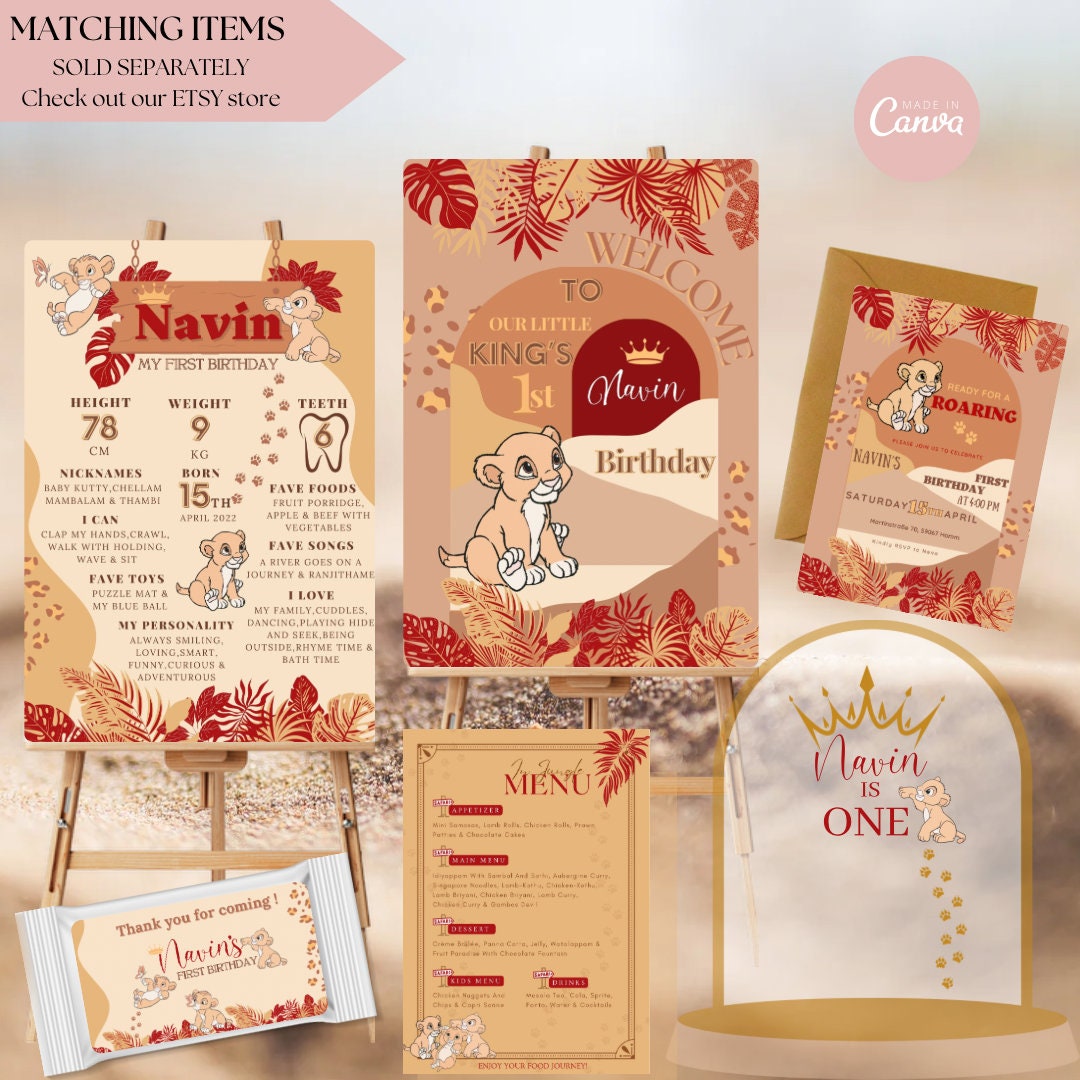 Editable Lion King Welcome Sign, Simba Birthday Sign, Safari 1st ...