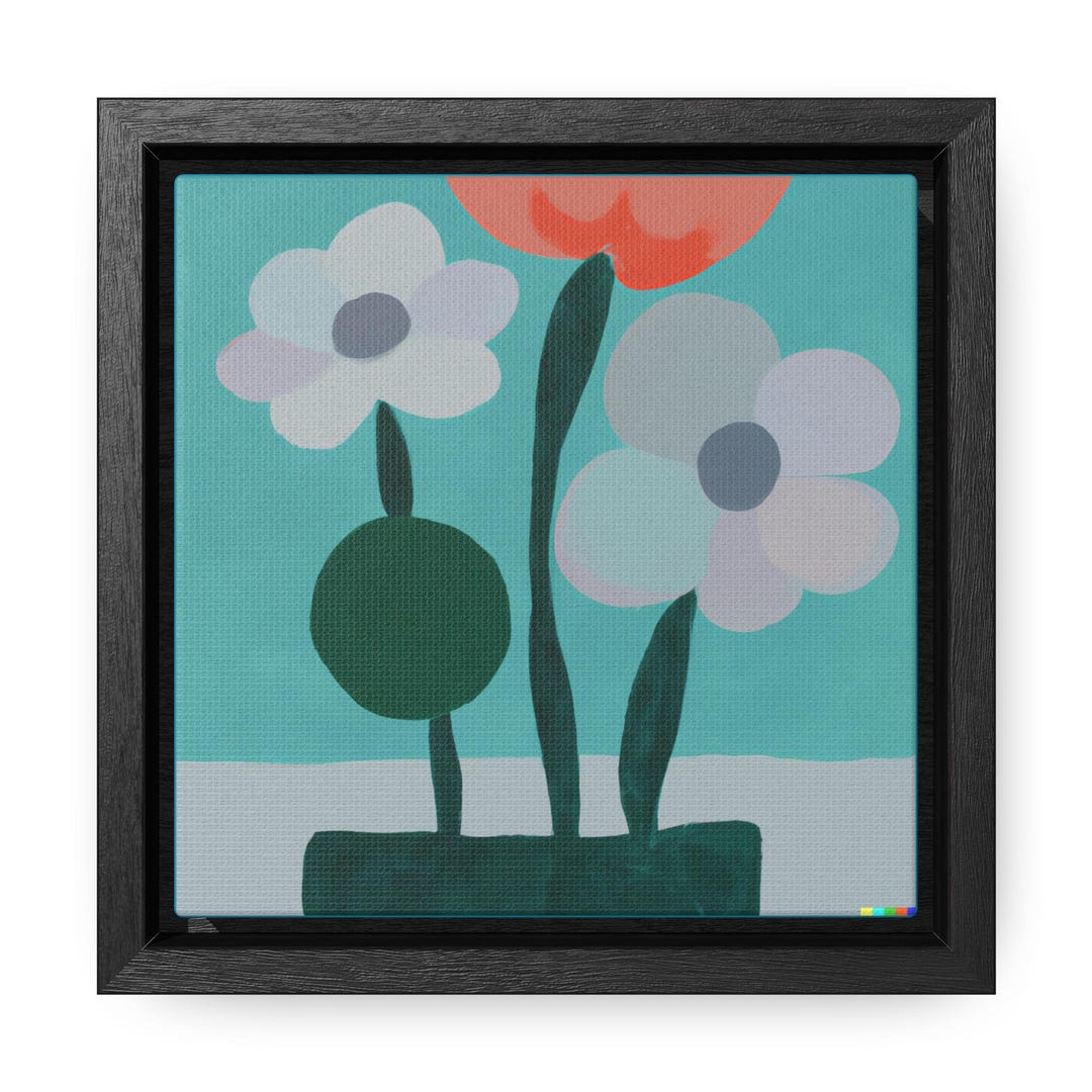 Purple Flowers Square Frame Mid Century Modern Pink Green Blue Gallery ...
