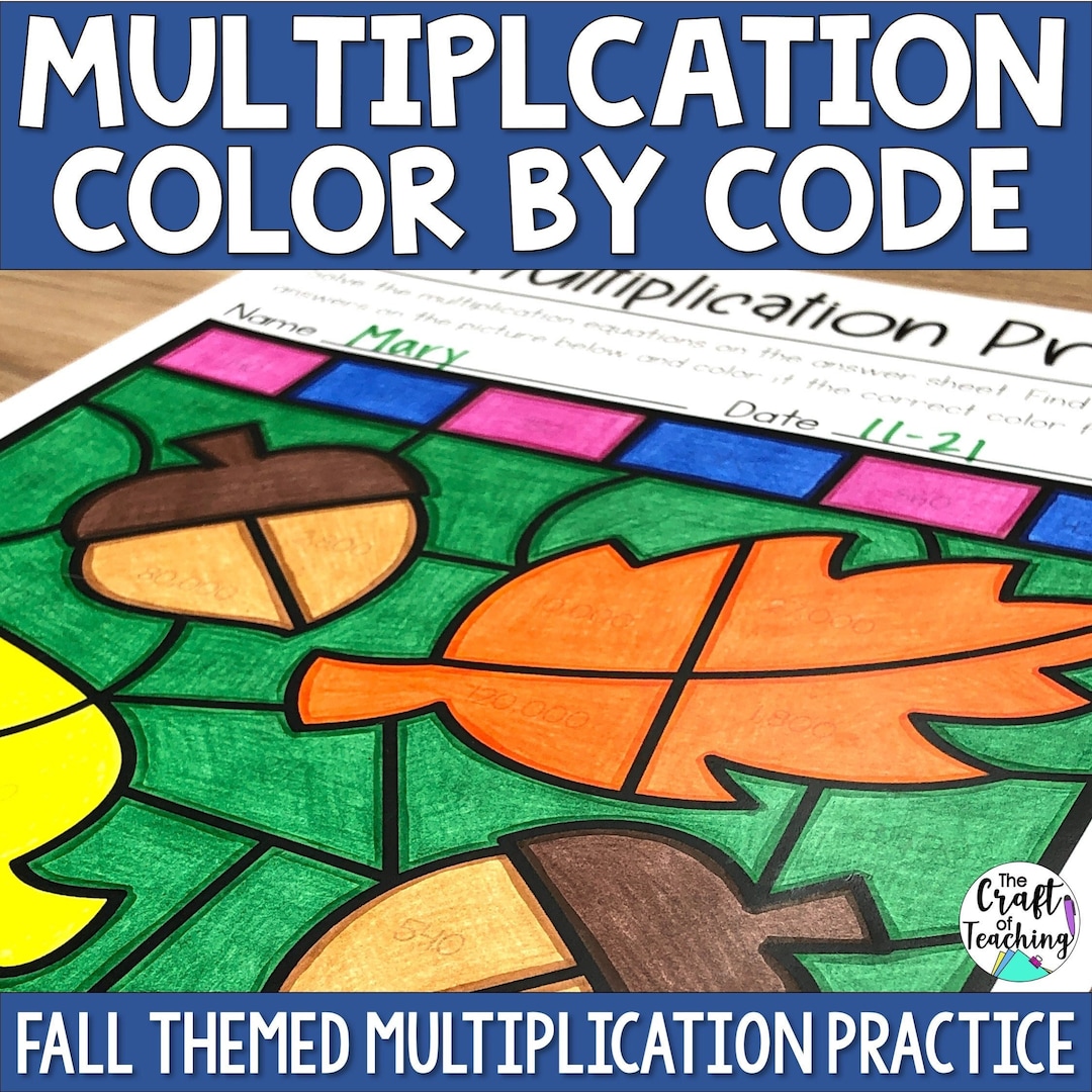 Multiplication Coloring Pages - Fall - Color by Code - Etsy