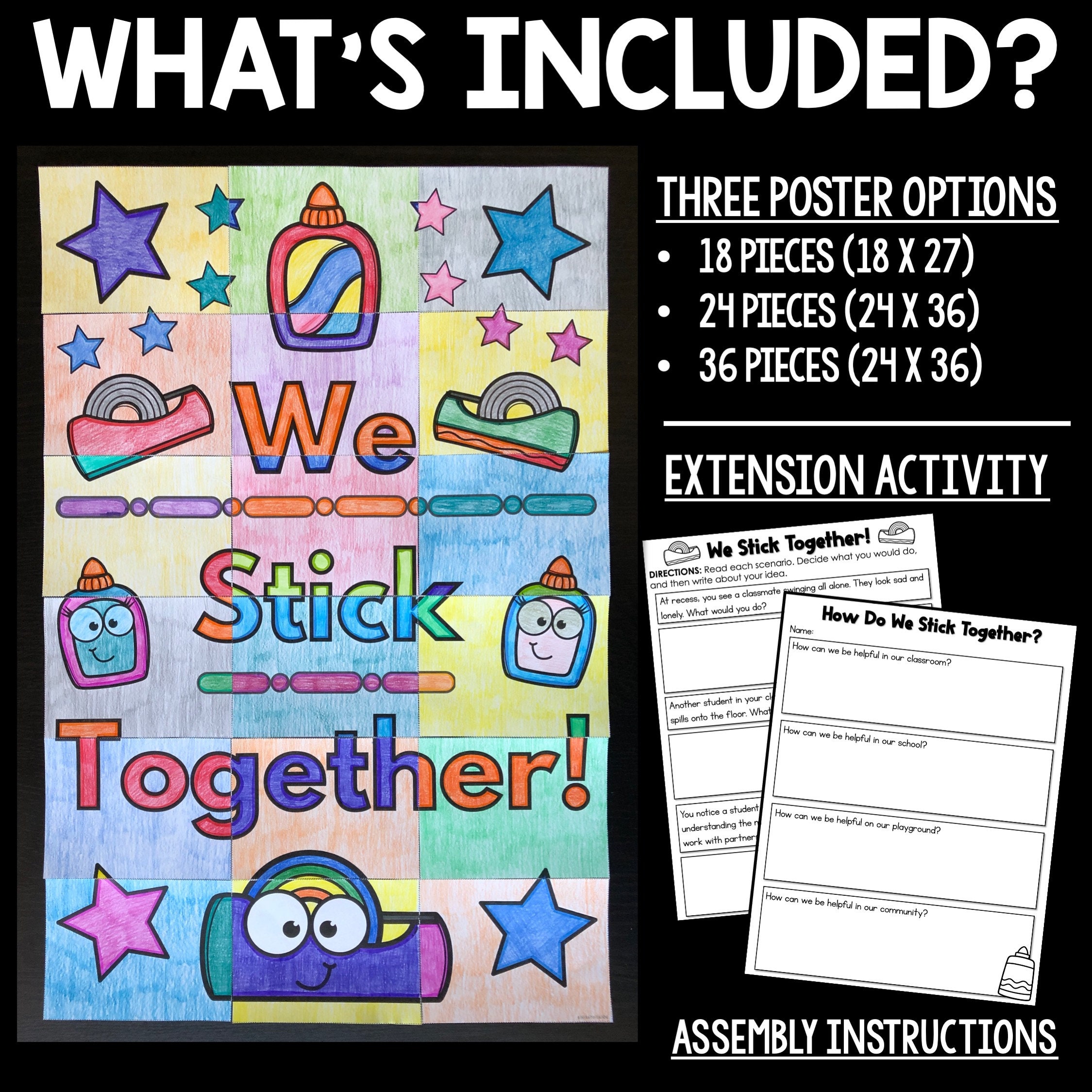 We Stick Together Collaborative Poster SEL Activity Back to School - Etsy
