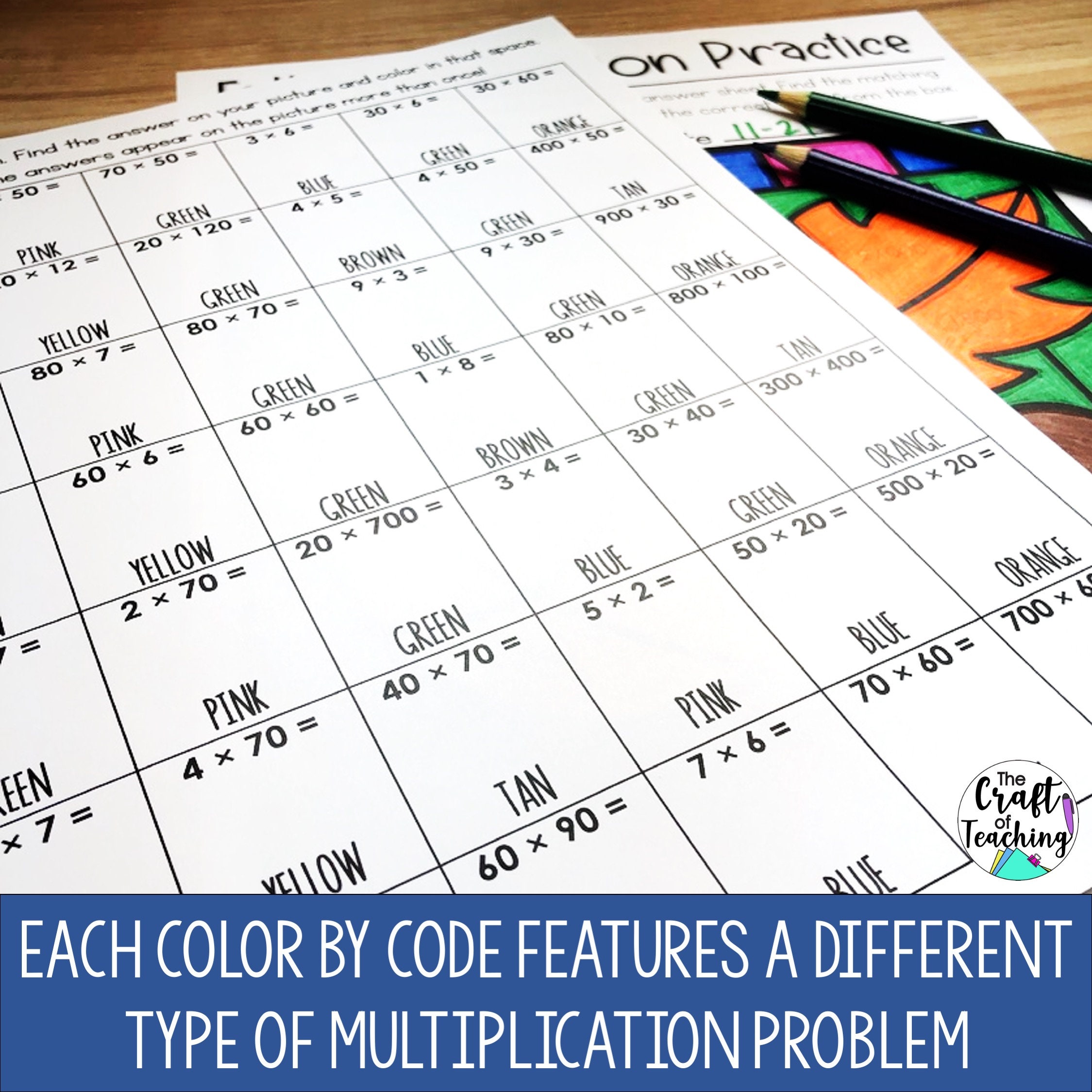 Multiplication Coloring Pages - Fall - Color by Code - Etsy