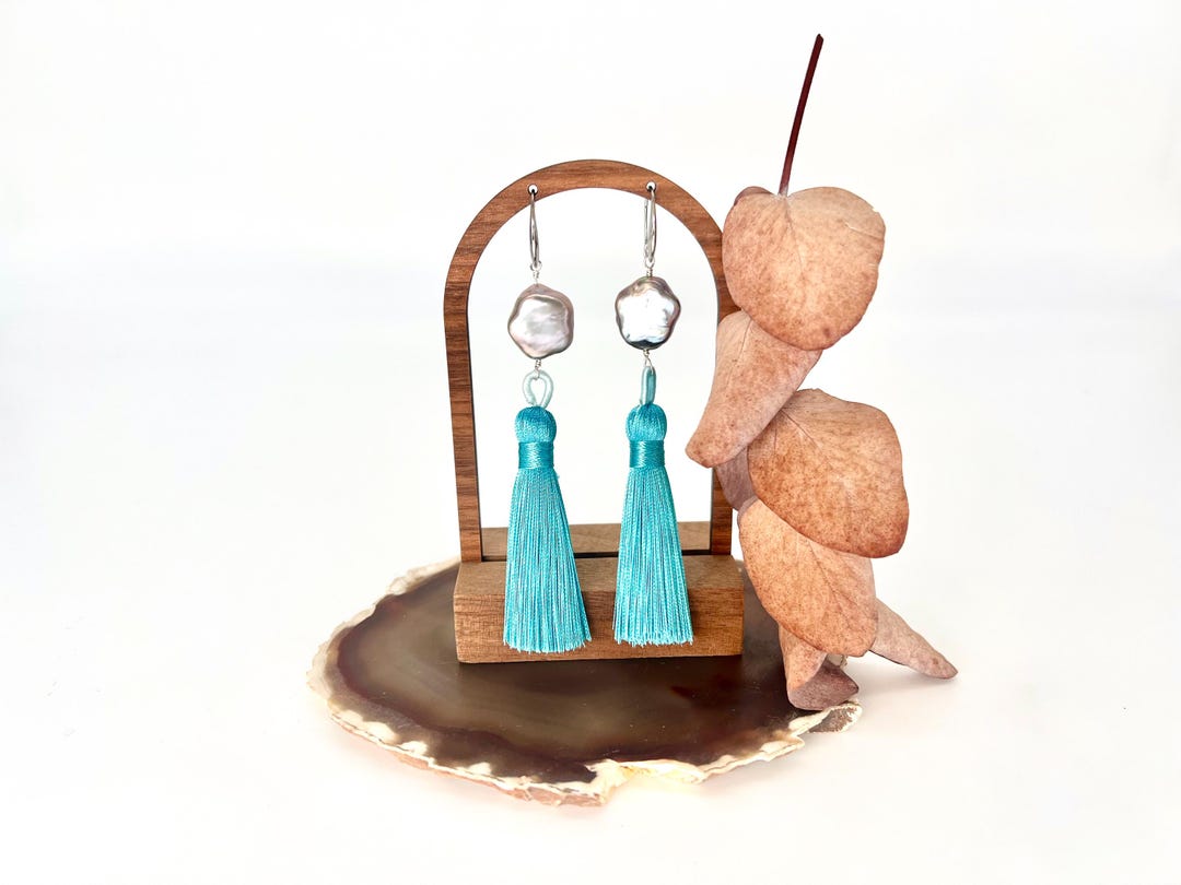 Consort Lihua, Cosplay Pearl & Blue Tassel Earrings, Concubine Earrings ...