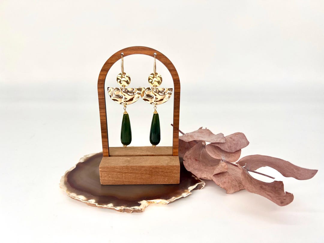 Mao Mao, Garden Party Cosplay Earrings, Gold & Green, Jade Teardrop ...