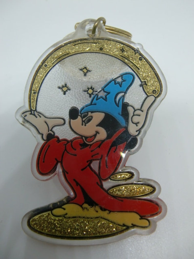 Vintage Disney Mickey Mouse Wizard Plastic Key Chain - Etsy