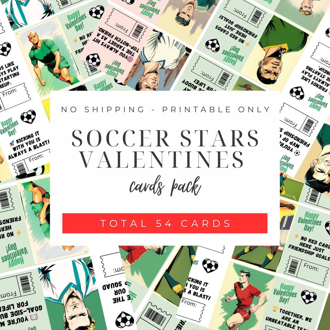 Vintage Soccer Valentine Cards | Printable Soccer Valentines Day ...