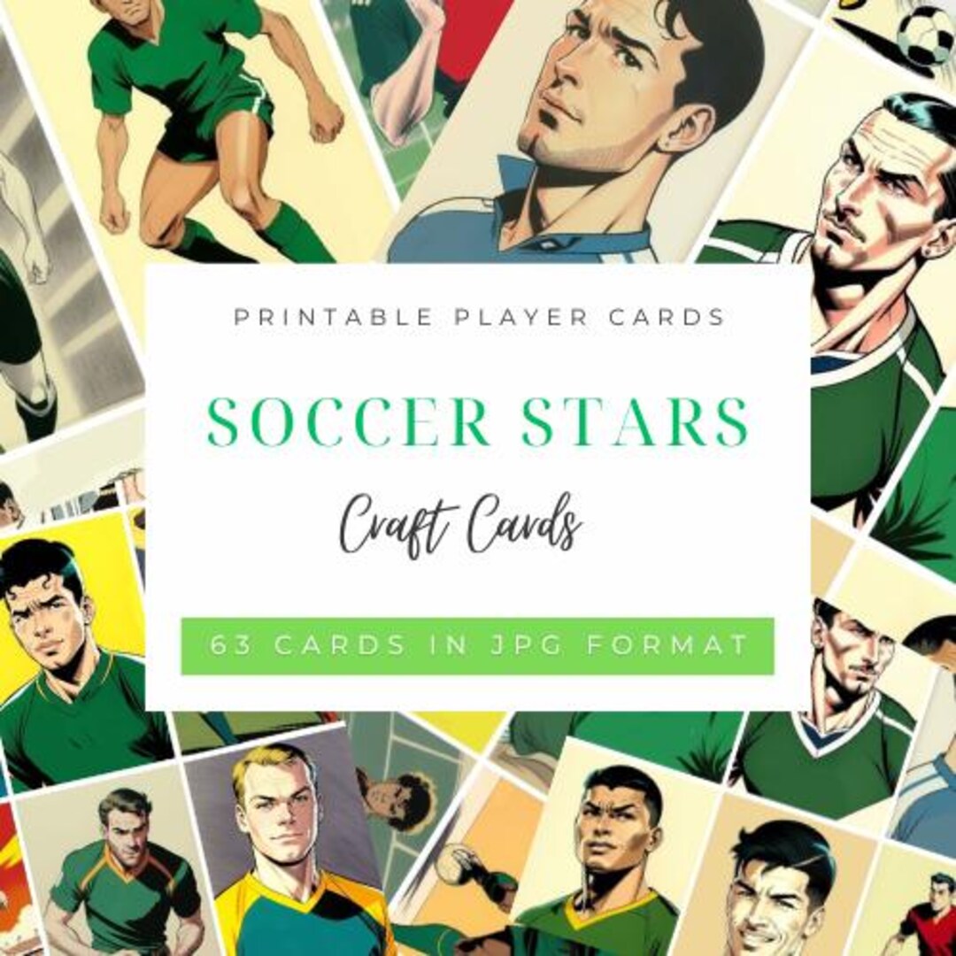 Printable Soccer Stars Cards | Vintage Retro Style Soccer Player Cards ...