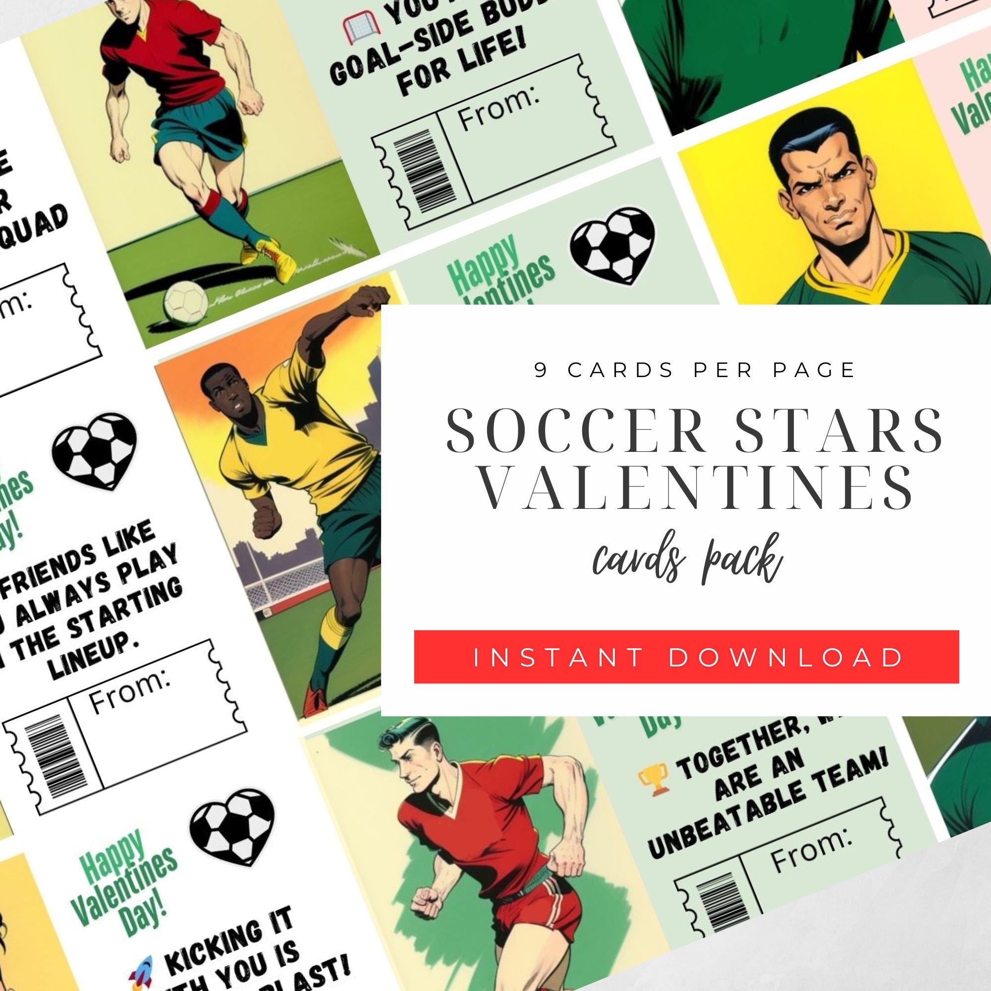 Vintage Soccer Valentine Cards | Printable Soccer Valentines Day ...