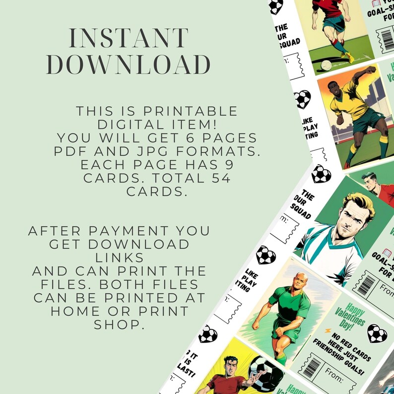 Vintage Soccer Valentine Cards | Printable Soccer Valentines Day ...