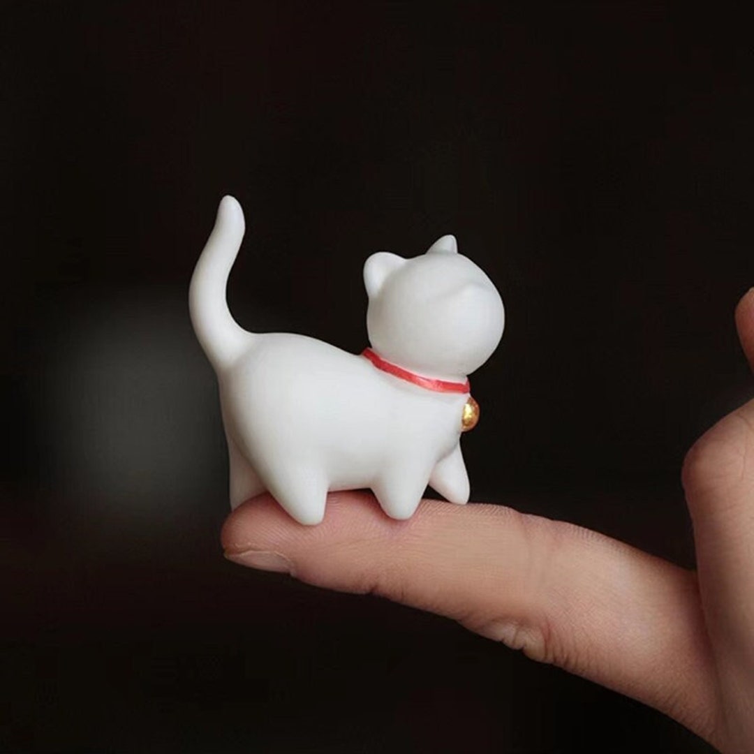 Handmade Ceramic White Cat Figurine,cat Lovers Gift,diy Cat,cat With ...