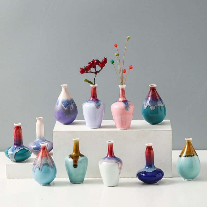 Unique Mini Ceramic Vases,glazed Vase,tiny Vases,little Glazed Ceramic ...