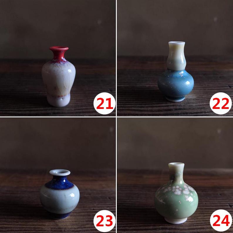 Unique Miniature Vase,tiny Vases,little Glazed Ceramic Pot,tiny Pottery ...