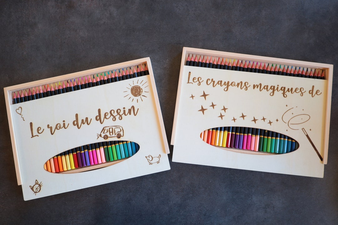 Box Personalized Colored Pencils Coloring Case Wooden Box - Etsy