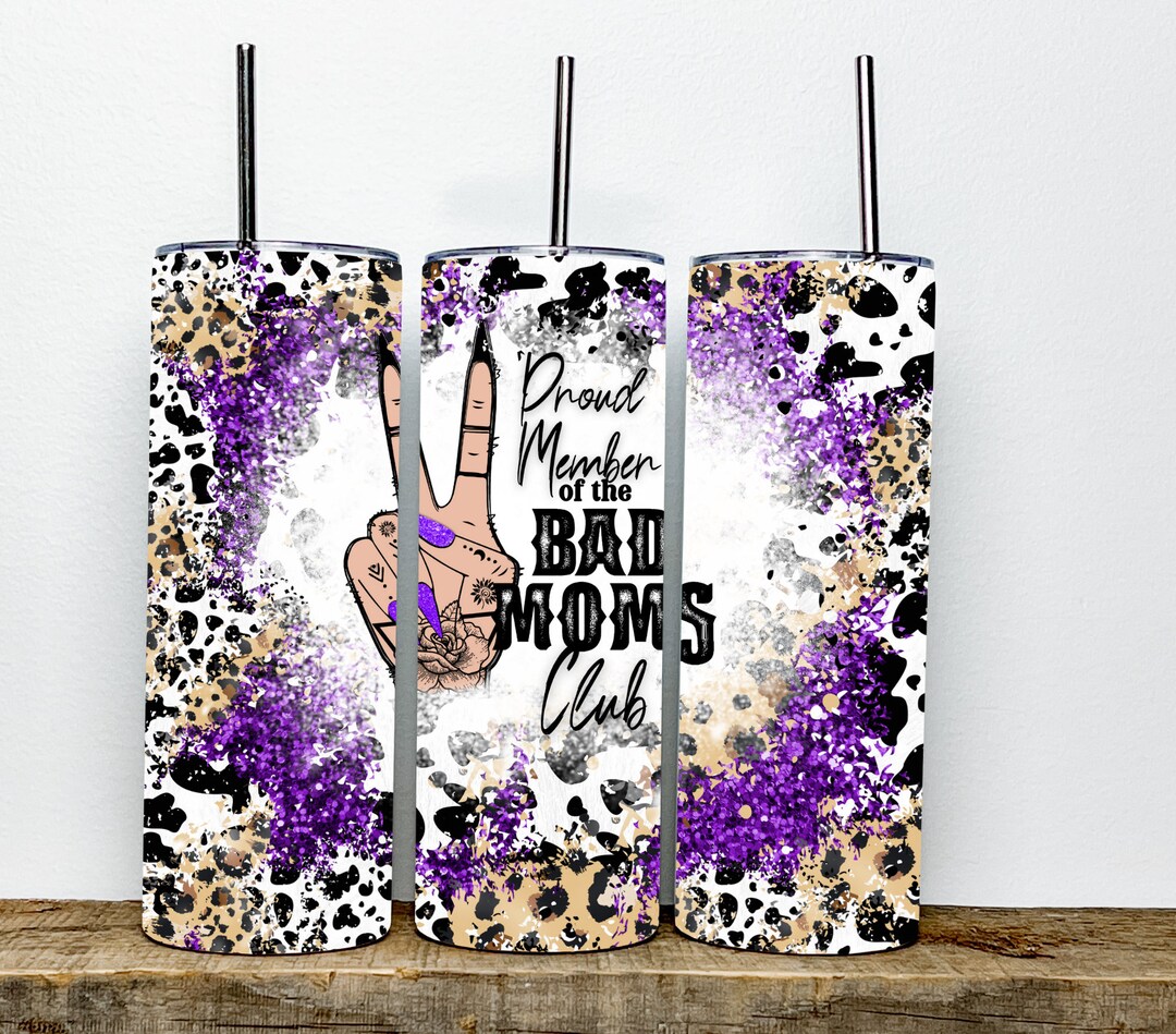 Bad Moms Club Cheetah Tumbler | Bad Mom Tumbler |purple and Gold ...