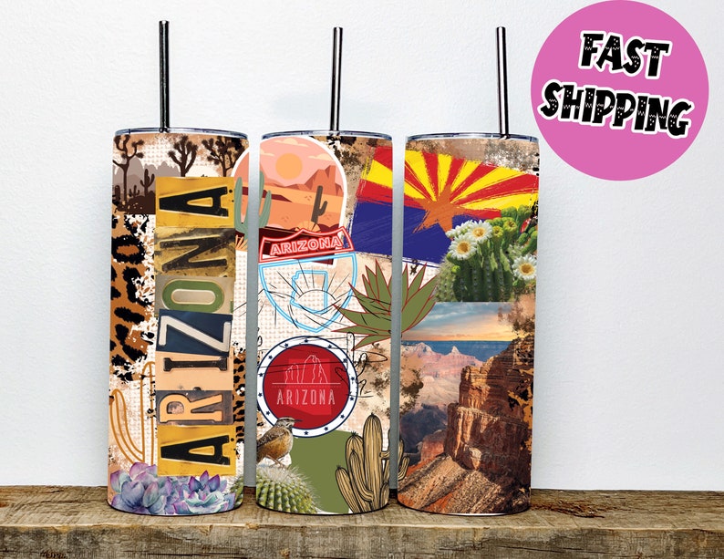 Arizona 20 Oz Tumbler With Straw | Arizona Map Tumbler| Arizona Home ...