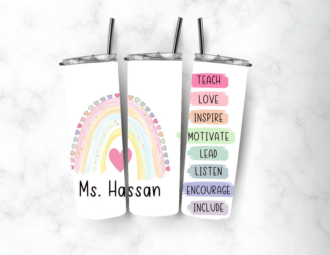 20 Oz Skinny Tumbler Rainbow Teacher Tumbler Teacher Life Sublimation ...