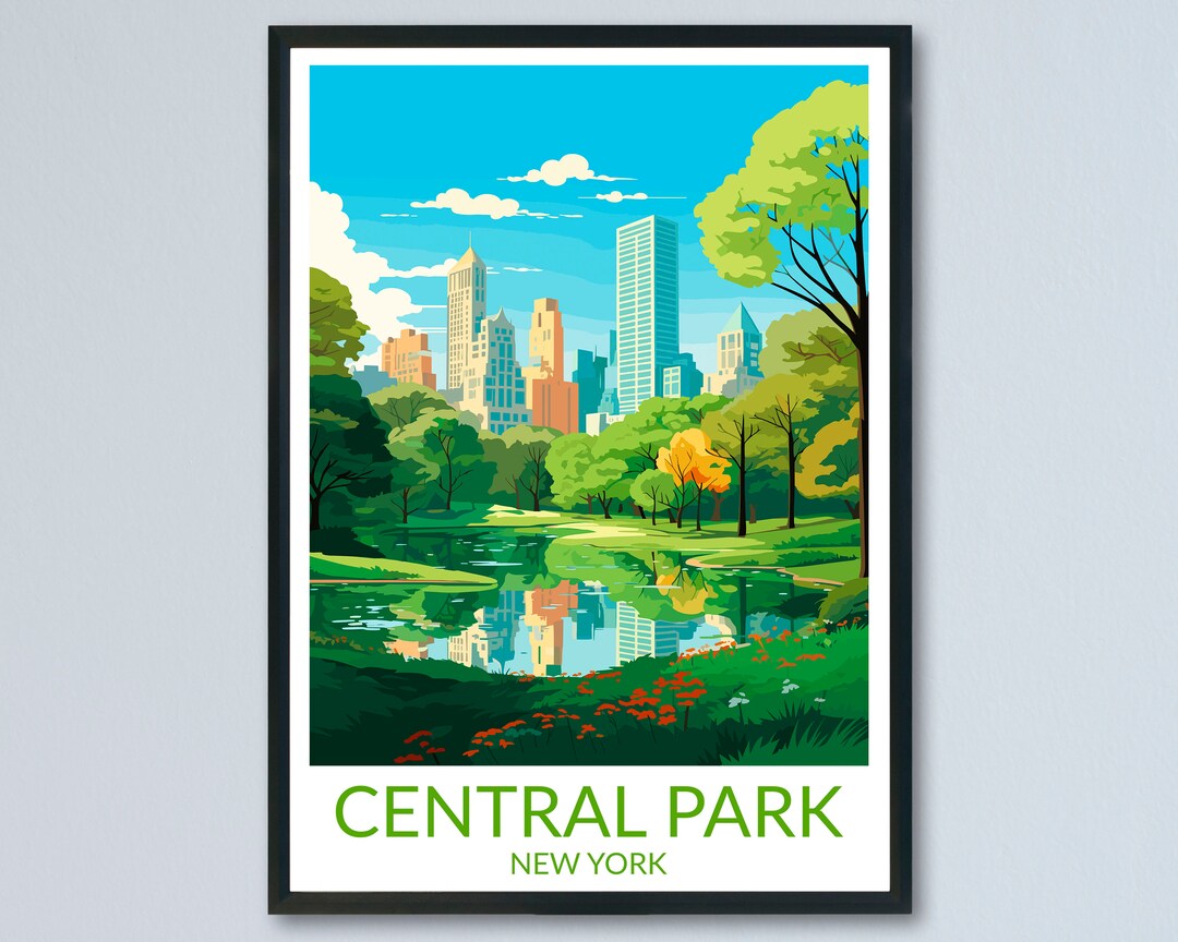 Central Park Poster, Central Park Travel Print Wall Art, Central Park ...
