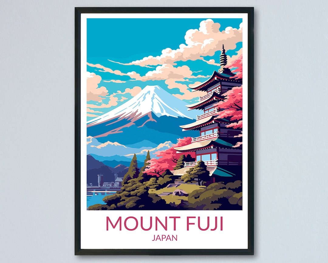 Mount Fuji Poster, Mount Fuji Travel Print Wall Art, Japan Gift, Japan Poster, Japan Travel ...