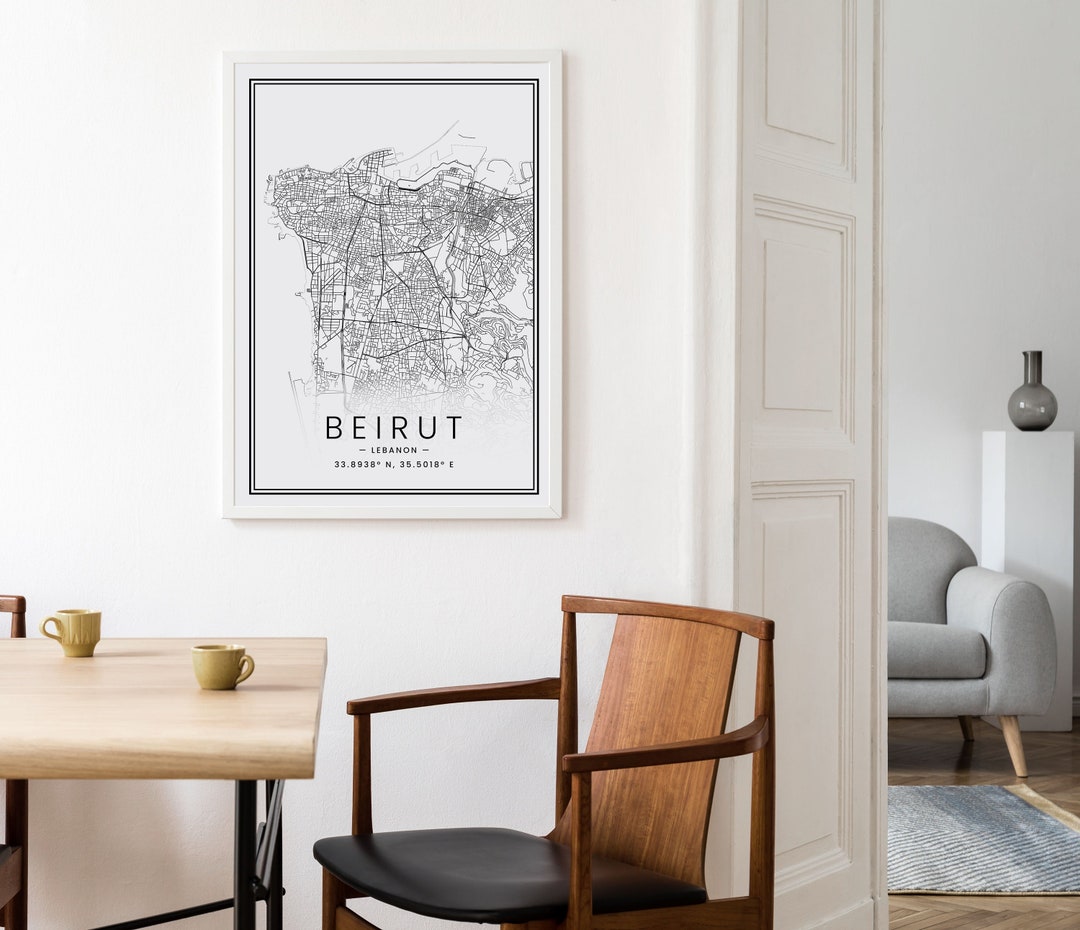 Beirut Map Poster, Beirut Travel Print Wall Art, Beirut Gift, Beirut ...