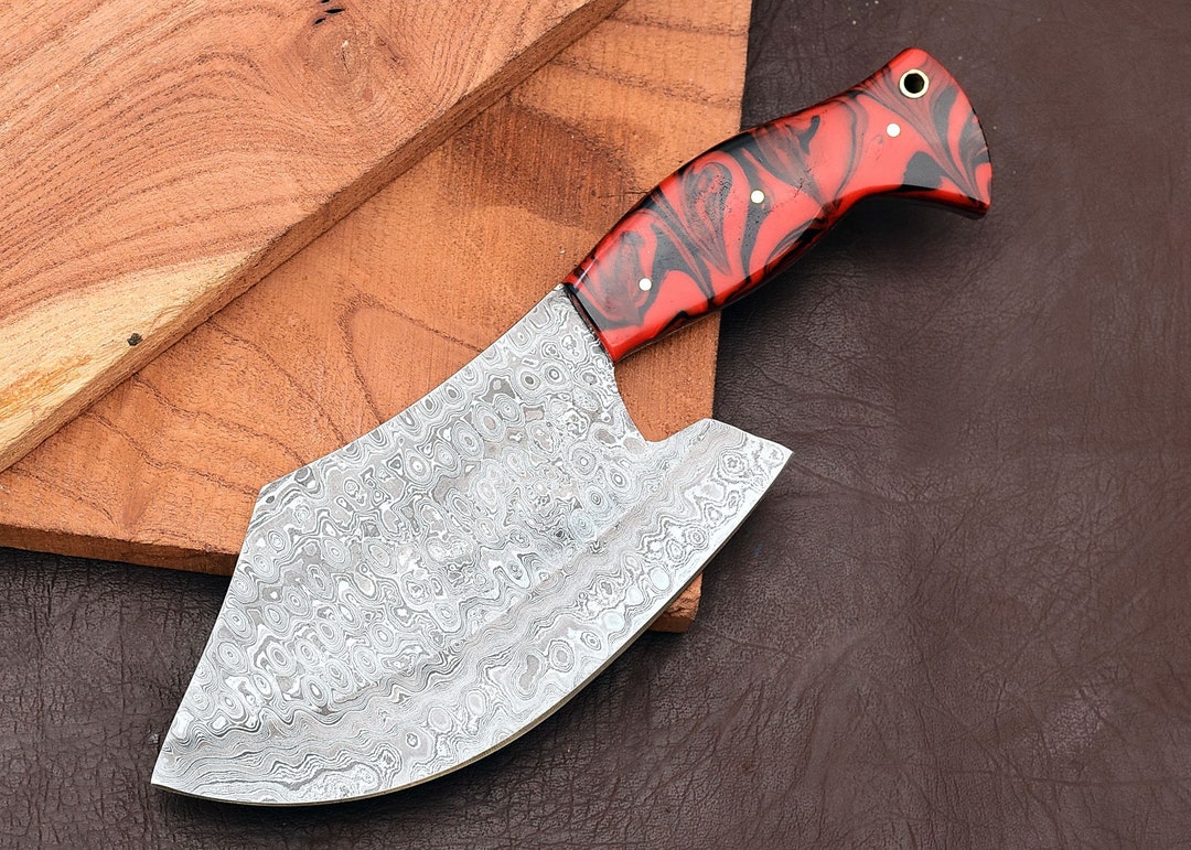 Hand Forged Damascus Steel Chef Cleaver Knife Gift for Him on Christmas ...