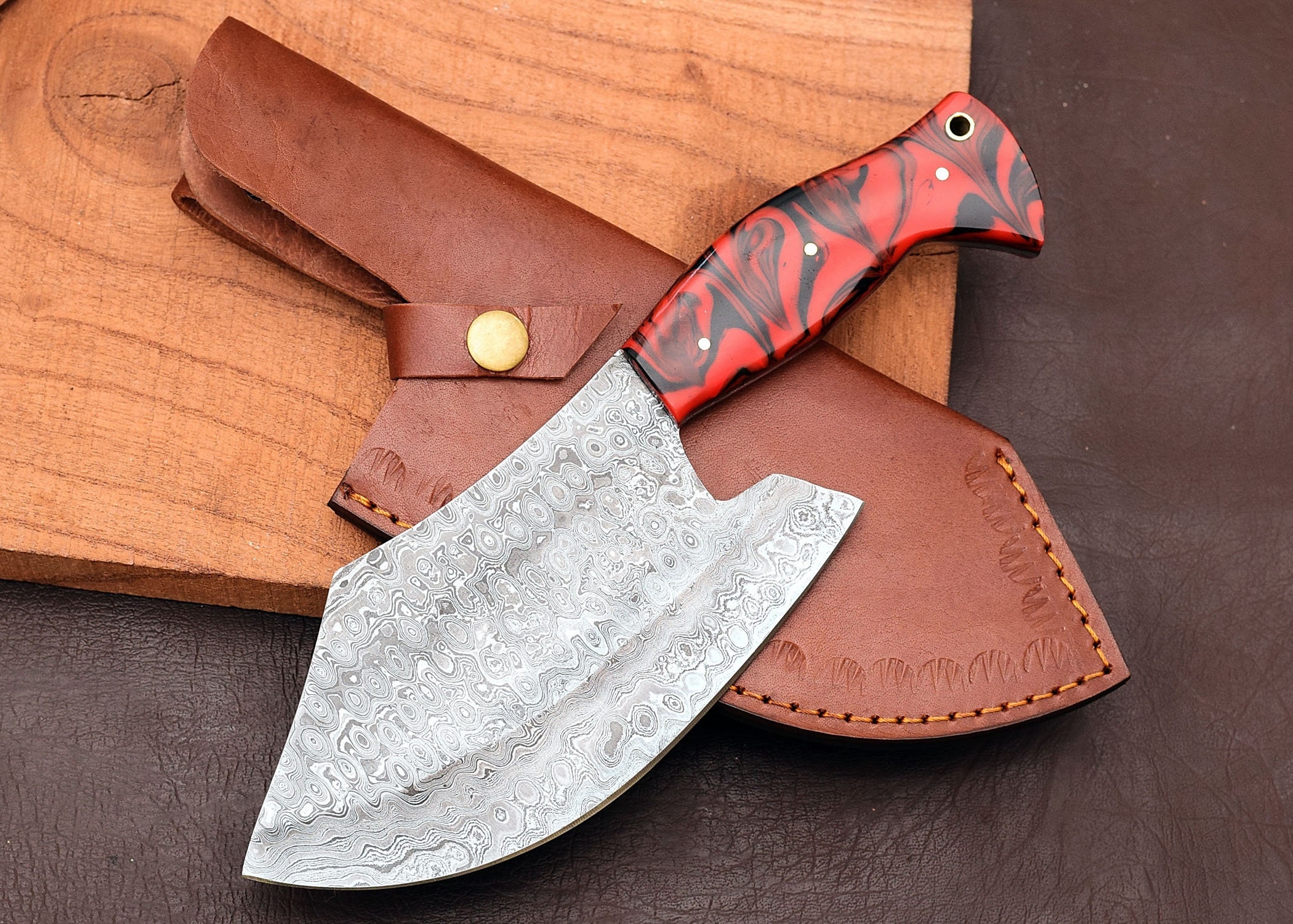 Hand Forged Damascus Steel Chef Cleaver Knife Gift for Him on Christmas ...
