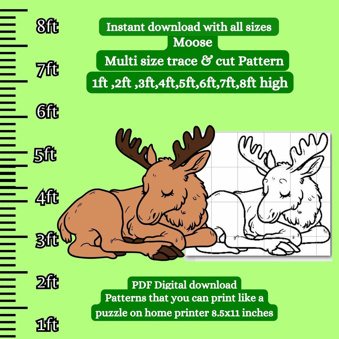 Life Size Bull Moose Calf Silhouette Printable Trace and Cut Template ...