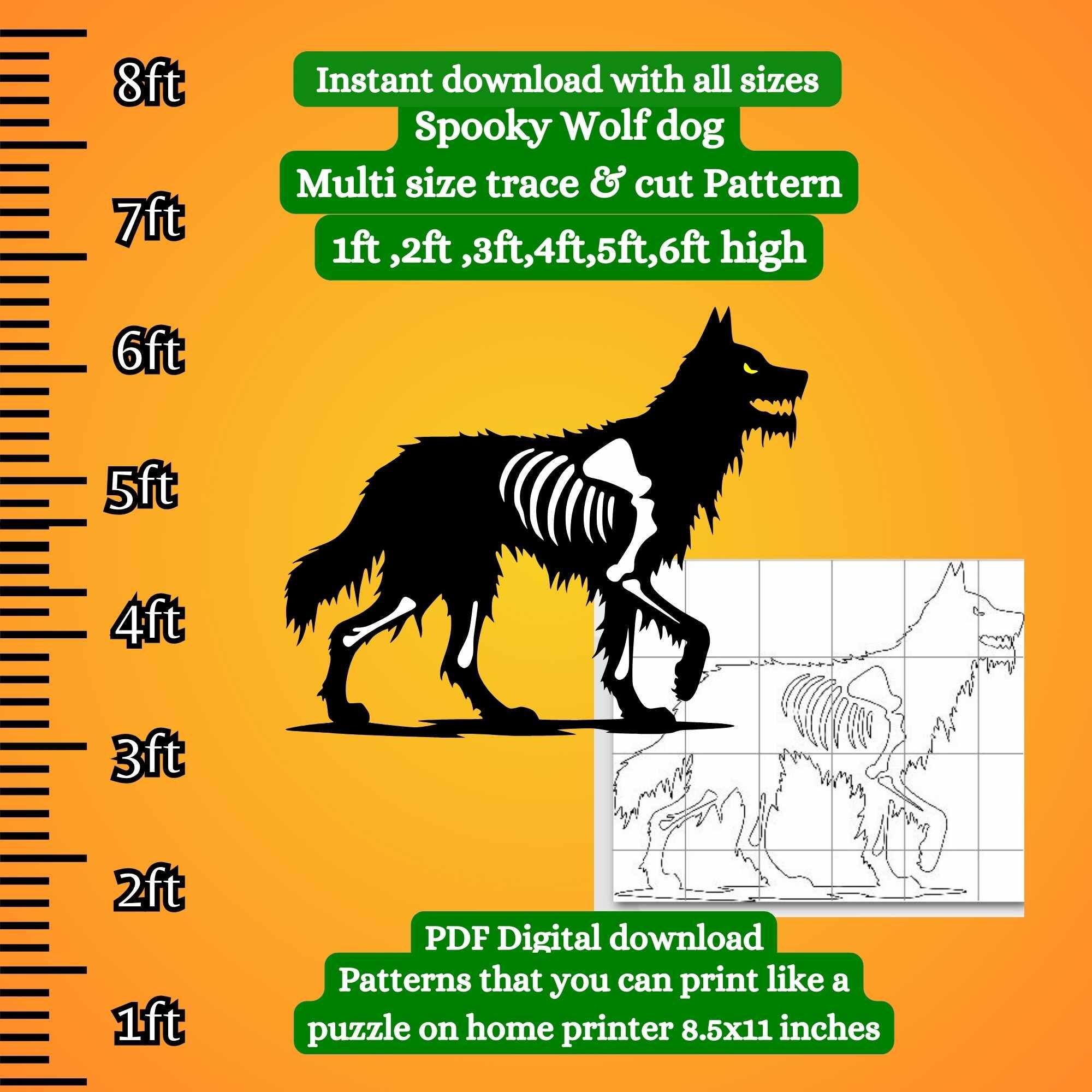 Monster Dog Wolf Silhouette Template, Halloween Party Pdf Pattern ...