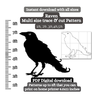 Life Size Raven Halloween Silhouette Template, Woodworking Pattern ...