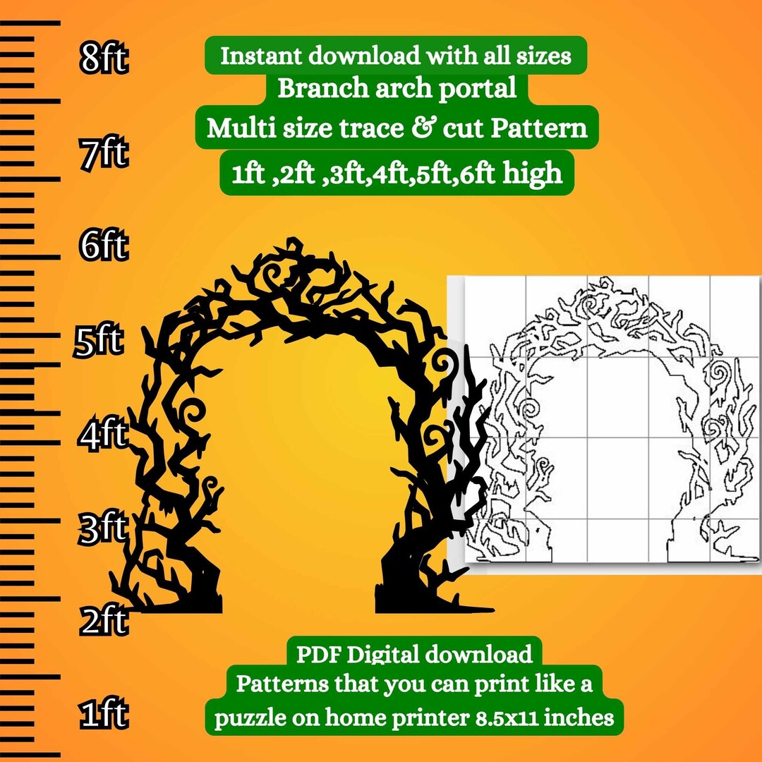 1ft-8ft Halloween Spooky Arch , Silhouette Print and Cut Template ...