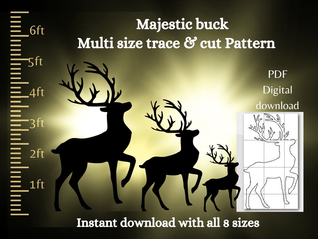 5ft 6ft 7ft Majestic Buck Statue, Deer Reindeer Silhouette Printable ...