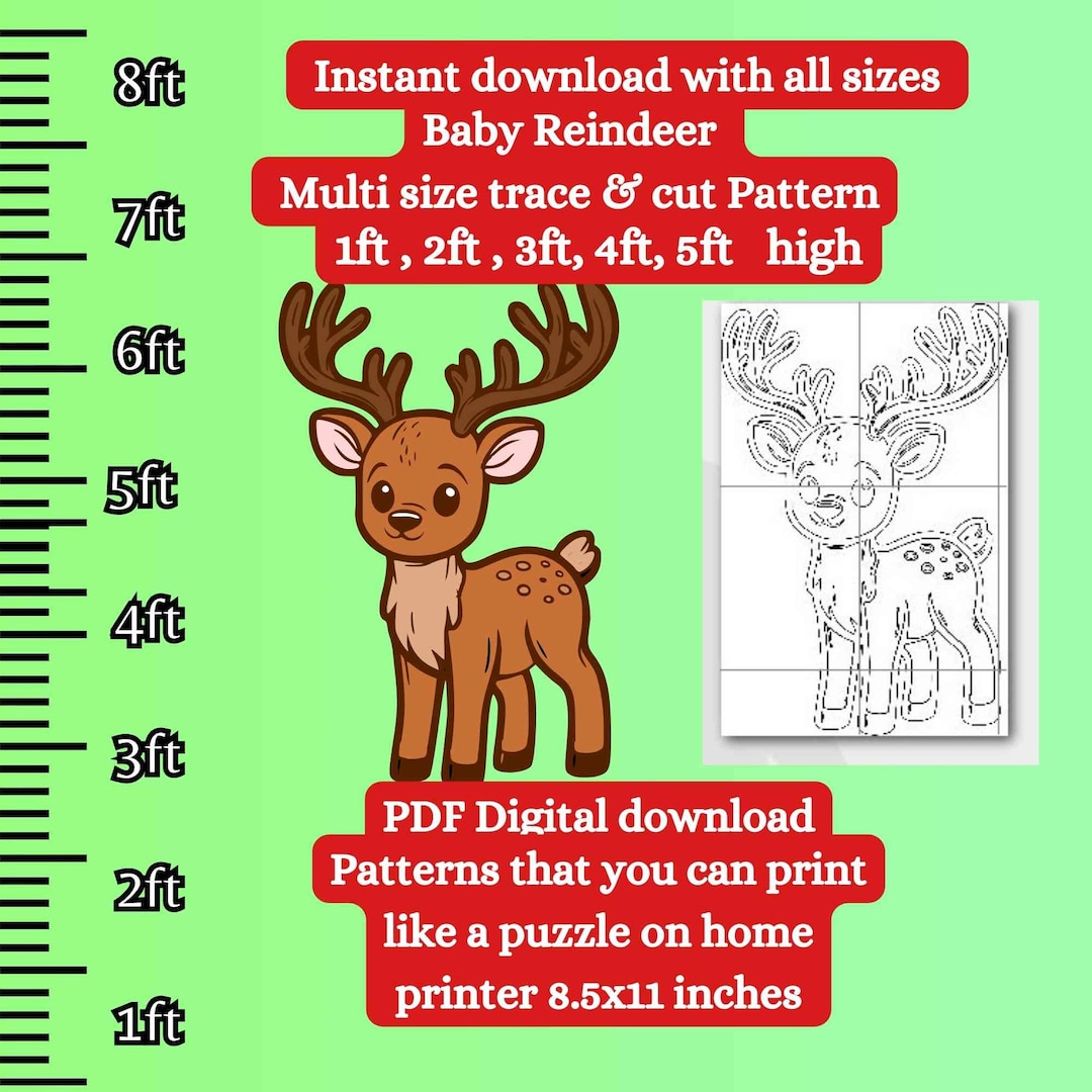 Diy Christmas Yard Deer Reindeer, Printable Trace and Cut Christmas ...
