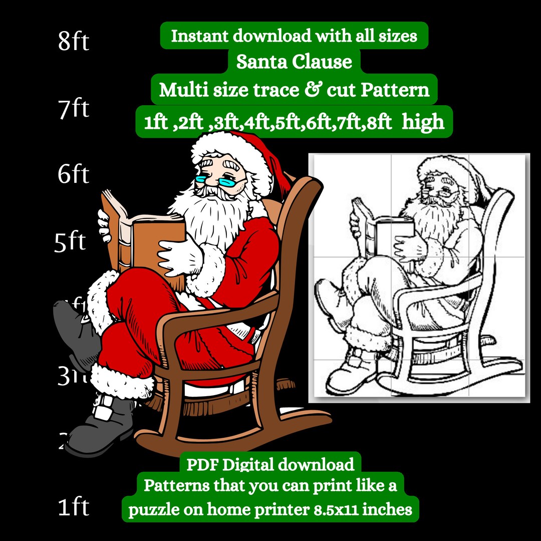 Life Size Santa Clause Reading Pattern PDF Template ,printable Trace ...
