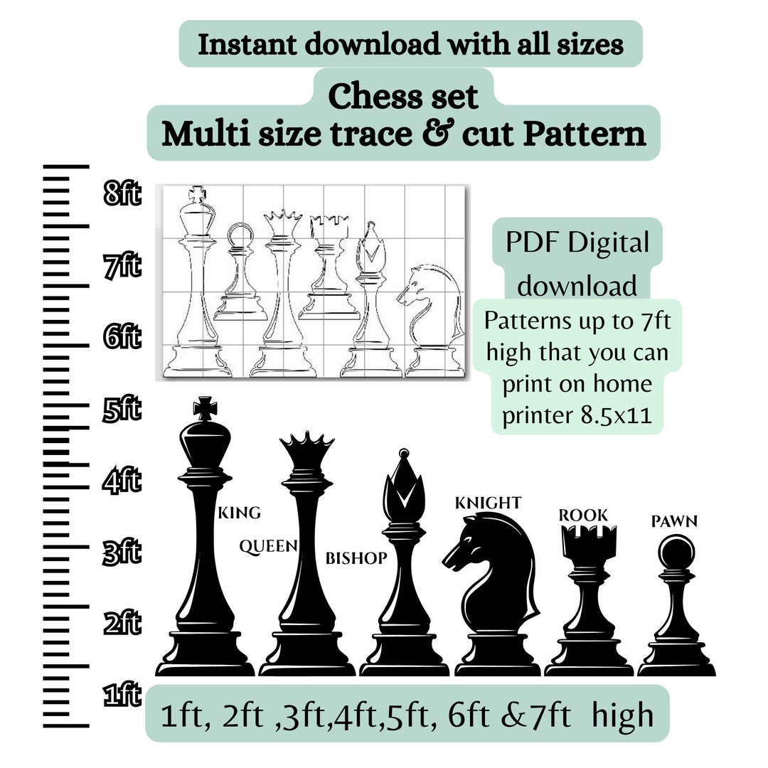 Giant DIY Chess Pieces Template printable Trace And Cut 3ft 4ft