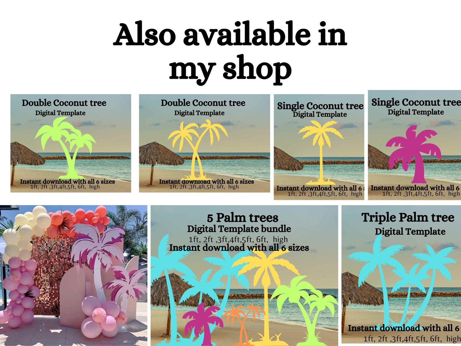 1ft 3ft 4ft 5ft 6ft Palm Tree PDF Template ,printable Trace and Cut ...