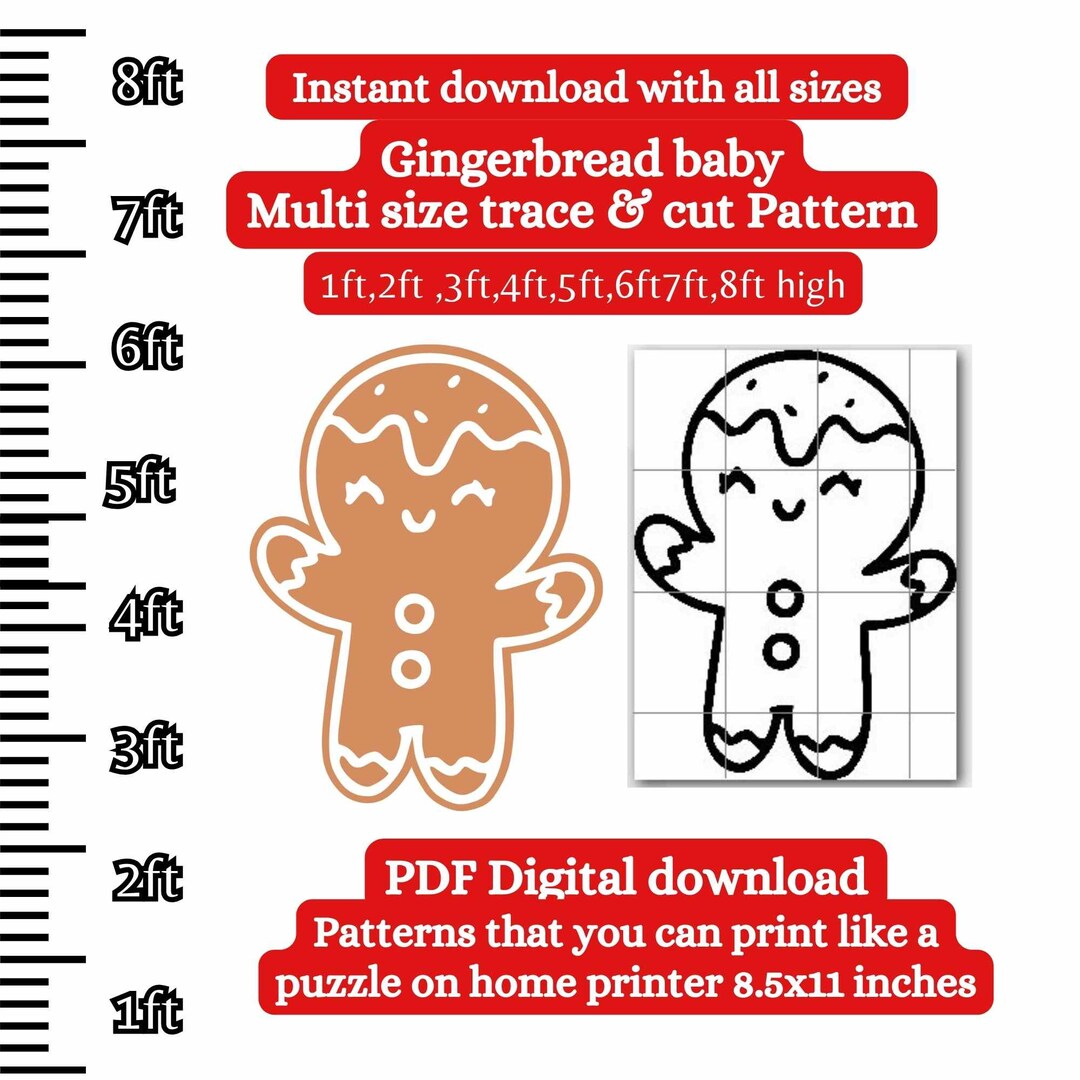 Life Size Gingerbread Man Pattern PDF Template ,printable Trace and Cut ...