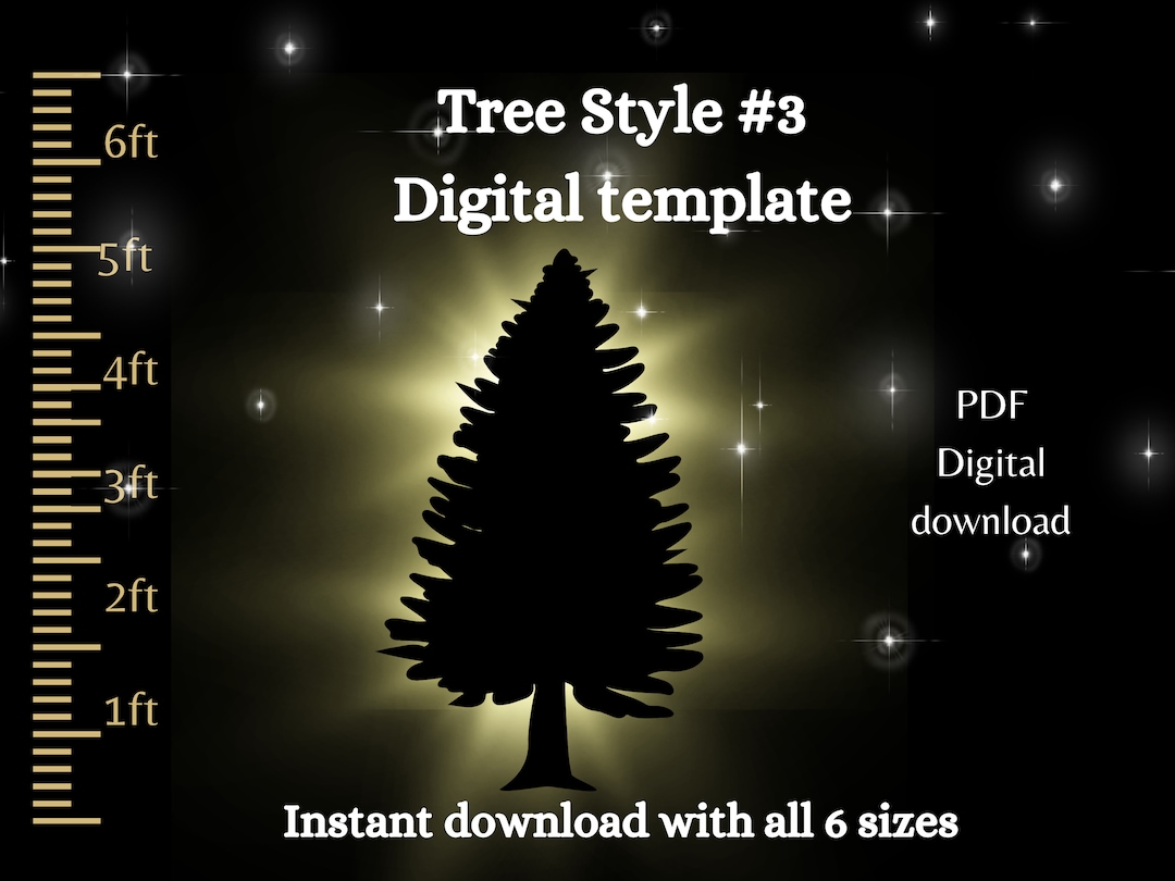 6ft Christmas Tree Silhouette Template PDF Pattern Printable Trace and ...