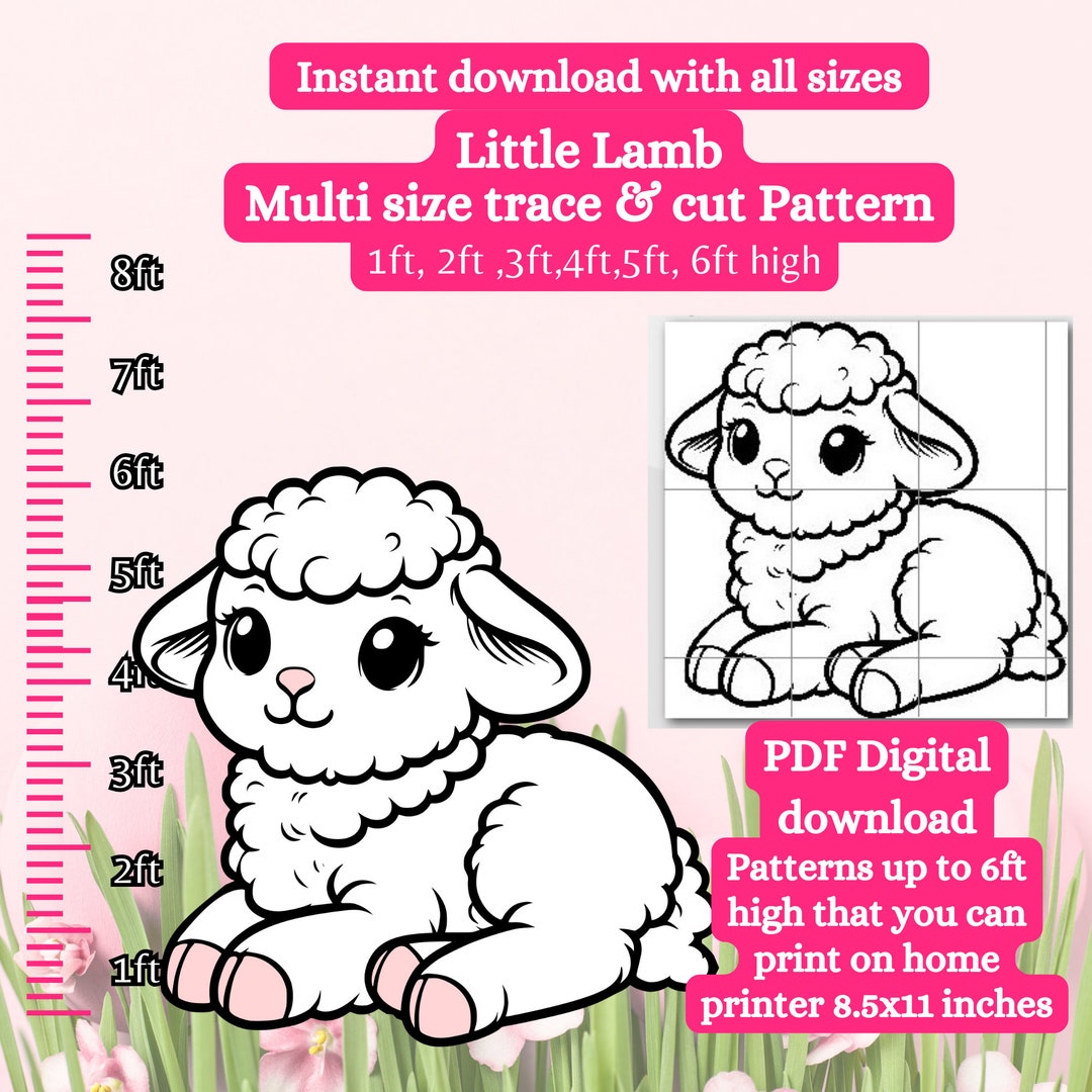 2ft 3ft 4ft 5ft Life Size Cute Nativity Lamb PDF Template ,printable ...