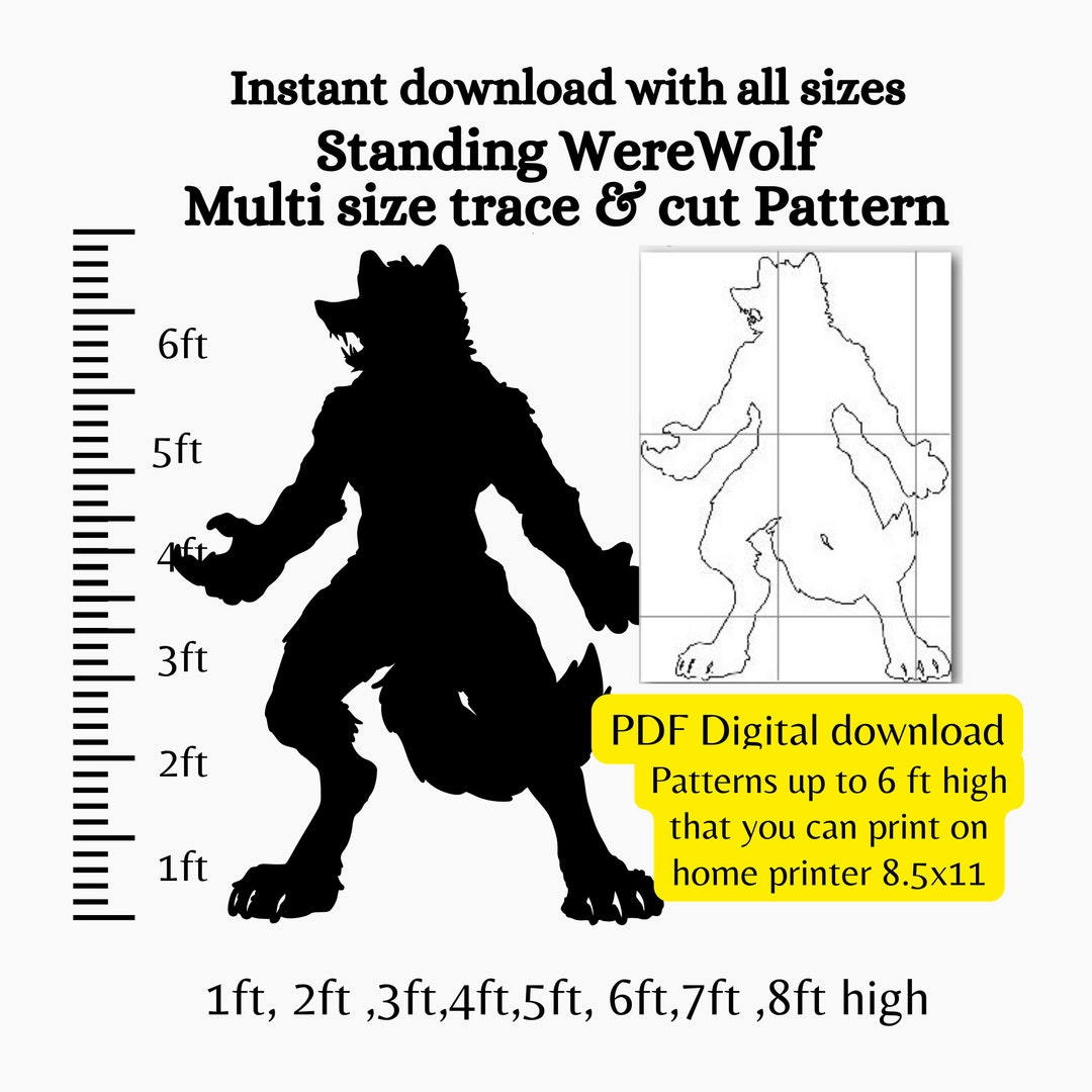Life Size 7ft 8ft Halloween Scary Werewolf Man Graveyard Silhouette ...